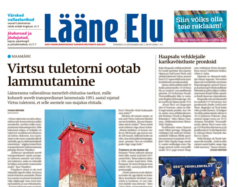 Lääne Elu paberleht teisipäeval, 23. detsembril - Lääne Elu